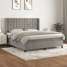Box spring postel s matrací světle šedá 160x200 cm samet
