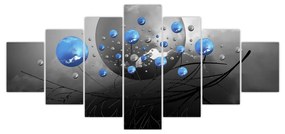 Obraz modrých abstraktních koulí (210x100 cm)
