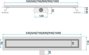 Lineární odtokový žlab Rea Neox 80 cm stříbrný