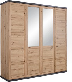 XXXLutz ŠATNÍ SKŘÍŇ SE ZRCADLEM, tmavě šedá, dub artisan, 205/209/60 cm Hom`in - Šatní skříně - 000003002934