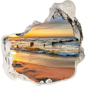 Wallmuralia Nálepka fototapeta 3D Západ slunce pláž 75x75 cm