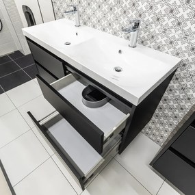Mereo Mereo, Mailo, koupelnová skříňka s umyvadlem z litého mramoru 101 cm, černé madlo, CN512MB
