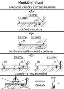 Polysan VARESA sprchová vanička z litého mramoru se záklopem, obdélník 120x90x4cm, bílá, 71603