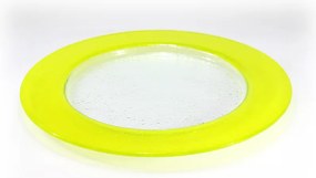 BDK-GLASS Kulaté talíře BAND - se žlutým okrajem Průměr: 40cm