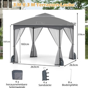 Costway Pavilon s moskytiérou 4 pytle s pískem a dvojitá střecha vodotěsný