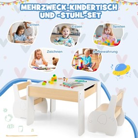 Costway 4 v 1 3dílná dřevěná dětská sedací skupina s odnímatelnou deskou