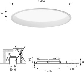 Stropní svítidlo Circle Recessed LED 3000K 45,6 cm bílá