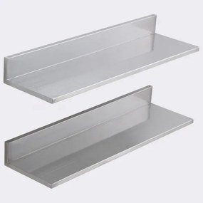 21,8 × 61 cm police z nerezové oceli, nástěnná plovoucí police s backsplash