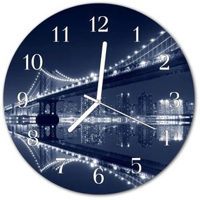 Nástěnné hodiny obrazové na skle - Osvětlený most