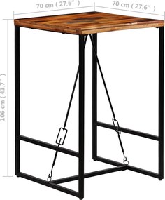 vidaXL Barový stůl masivní recyklované dřevo 70 x 70 x 106 cm [246288]