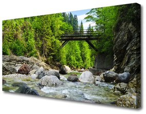 Obraz na plátně Dřevěný Most v Lese 100x50 cm