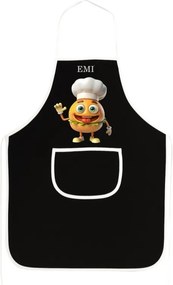 Kuchyňská zástěra Burger EMI, černá