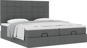 Osmanský rám postele s matrací tmavě šedý 200x200cm textil 3313700