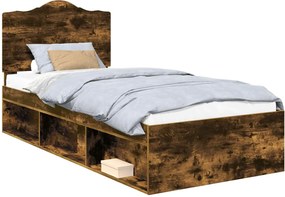 Rám postele Kouřový dub 100 x 200 cm Masivní borové dřevo 3413348