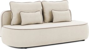 Béžová/taupe sametová rozkládací/s úložným prostorem pohovka 210 cm Saga – Ropez