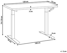 Manuálně nastavitelný psací stůl 120 x 72 cm tmavé dřevo/černý DESTINES Beliani