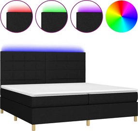 Box spring postel s matrací a LED černá 200x200 cm textil 3135463