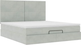 Osmanský rám postele s matracíes světle šedá 160x200cm samet 3314258