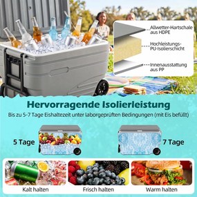 Costway Přenosný chladicí box na kolečkách Izolovaný box odolný vůči