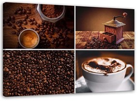 Gario Obraz na plátně Zrnková káva, mlýnek a káva Rozměry: 60 x 40 cm