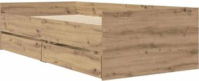 Rám postele Artisanový dub 100 x 200 cm Masivní borové dřevo 3403202
