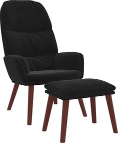 Relaxační křeslo s podnožkou černé samet 3315122