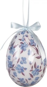 6ks dekorace bílé a béžové závěsné vajíčko s květy Spring Egg - Ø 7*10 cm