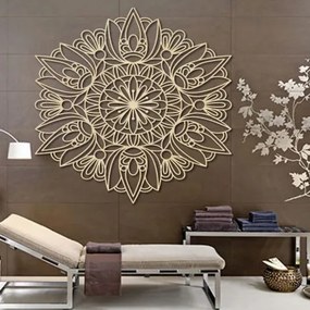 Vyřezávaný květ mandala dřevěný obraz na zeď z překližky I 3D HODINY PR0254