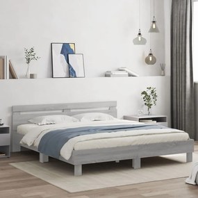 Rám postele s čelem a LED osvětlením šedý sonoma 200 x 200 cm 3207523