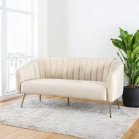 Designový 3-sed, béžová Velvet látka/gold chrom-zlatý, BAGY