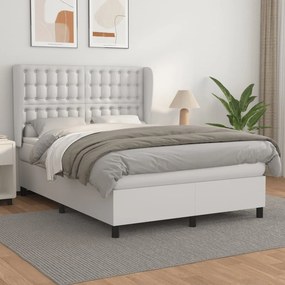 Box spring postel s matrací bílá 140 x 190 cm umělá kůže 3129028