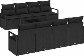 Set pohovek 7 ks 6-Počet míst Černá polyratan 3346313