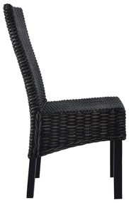 Jídelní židle 4 ks černé ratan kubu a mangovníkové dřevo - Default Title