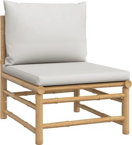vidaXL 6dílná zahradní sedací souprava se mi poduškami bambus [3155105] Barva polštáře: Světle šedá