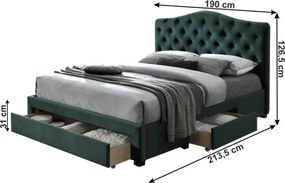 Postel, smaragdová Velvet látka, 180x200, KESADA Kondela 0000276357