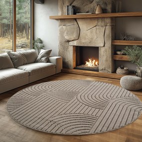 Ayyildiz, Kusový koberec Helix 2201 beige kruh, 80x80, béžová, chodba / předsíň