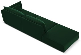 Tmavě zelená sametová pohovka pravý roh 264 cm Vanda – Mazzini Sofas