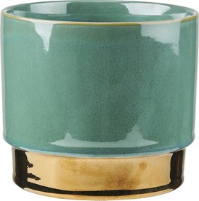 GOLDEN TOUCH Květináč 15 cm - pastelově zelená/zlatá
