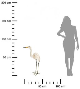 Zahradní kovová figurka Crane 4, 75 cm, vícebarevná