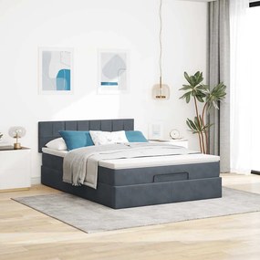 Osmanský rám postele s matrací tmavě šedá 140x190cm samet 3312621