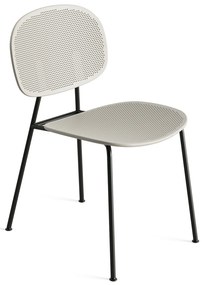 Venkovní židle z recyklovaného plastu Tondina Slim Barva kovové konstrukce: Matt black 31, Barva sedáku a opěradla z recyklovaného plastu: Almond grey…