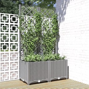 vidaXL Zahradní truhlík s treláží světle šedý 80 x 40 x 136 cm PP
