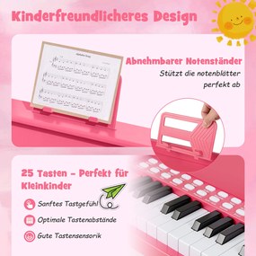 Costway 25 Keys Mini Digital Piano Dětské elektrické piano s nastavitelnou