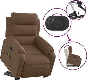 Elektrické zvedací masážní polohovací křeslo hnědé textil 3205020