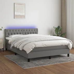 Box spring postel s matrací a LED tmavě šedá 140x190 cm textil 3133390