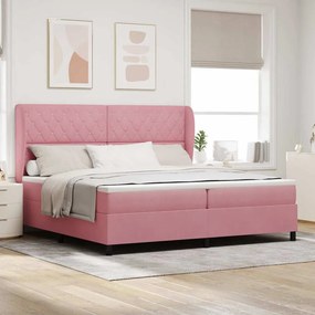 Postel s boxspringem s čelo Růžová 200 x 200 cm samet 3340897