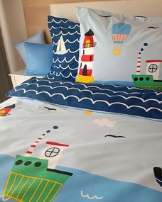 Matějovský Dětské povlečení MARINE KIDS, námořnický motiv, modrá, bavlna hladká, 140x200cm + 70x90cm