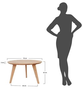 Massive home | Konferenční stolek kulatý, dub, barva přírodní dub, kolekce Orbetello, rozměr 70 cm