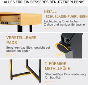 Costway Počítačový stůl se zásuvkou a nastavitelnými podložkami – 120 × 55 cm