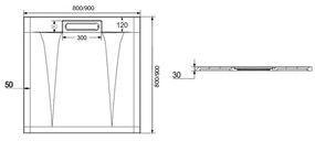 Mereo čtvercová sprchová vanička s hranatým krytem sif 80x80x3 cm vč sif bez nožiček litý mramor bílá CV41KS